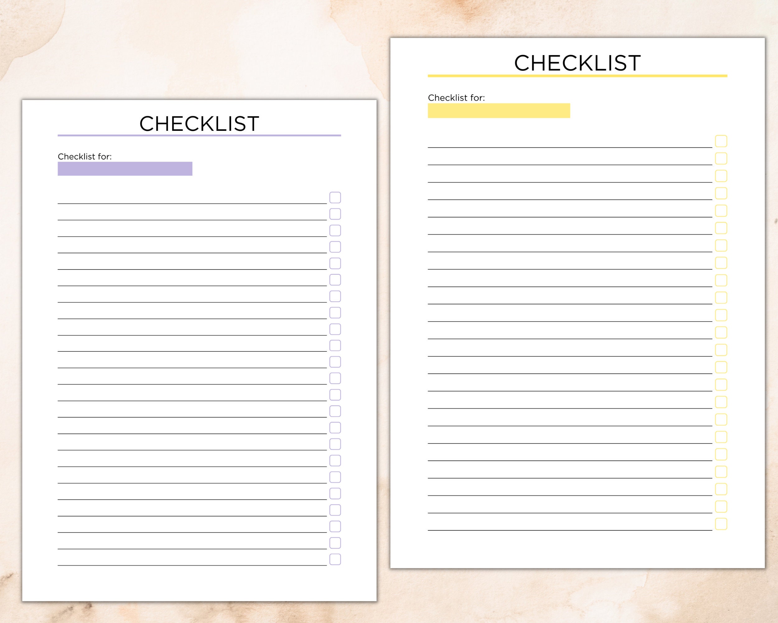 Editable and Printable Blank Checklist, Fillable Checklist for Daily ...