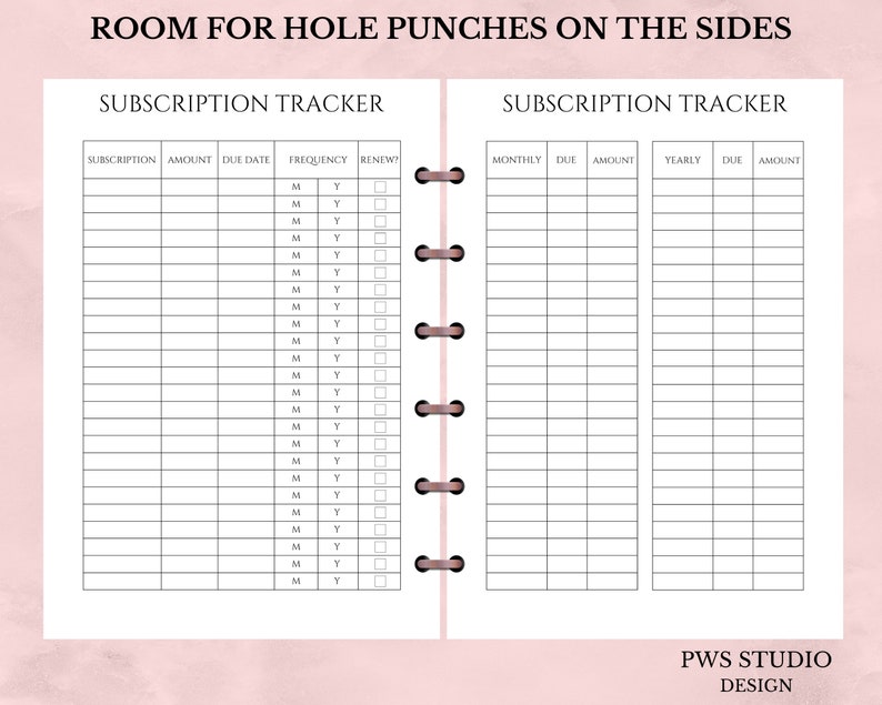 Editable and Printable Subscription Tracker Subscription Log - Etsy