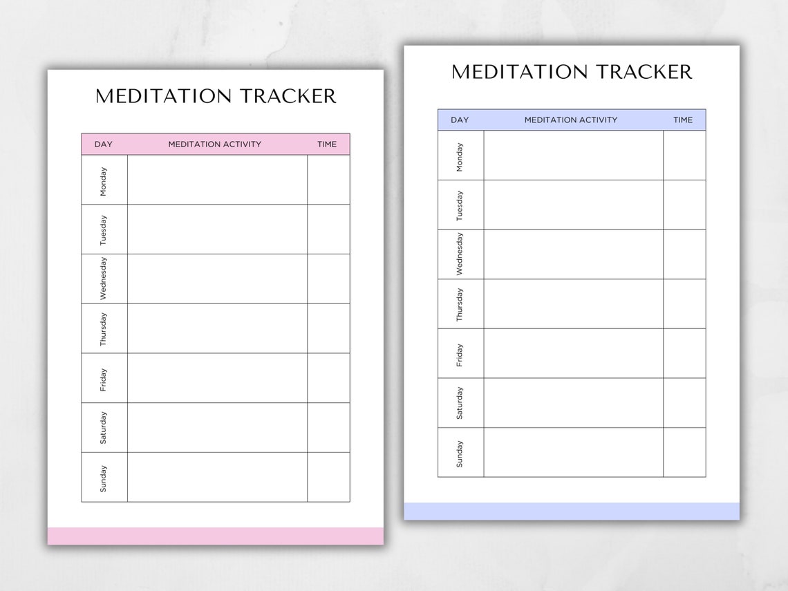 Printable Meditation Tracker, Editable Weekly Tracker, Mindset Sheet ...