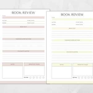 Printable Book Review Template, Simple Book Review Editable, Book ...