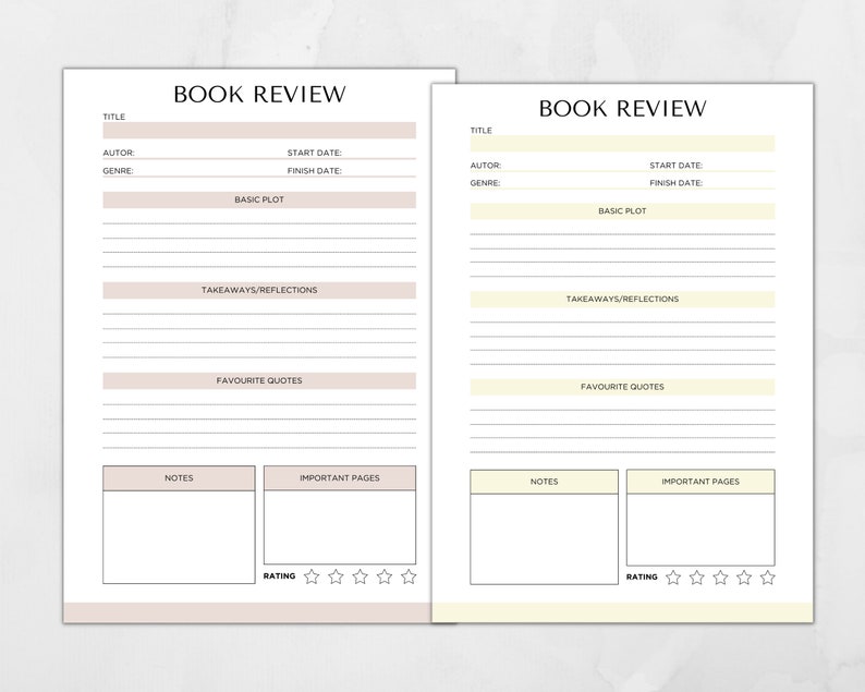 Printable Book Review Template, Simple Book Review Editable, Book ...