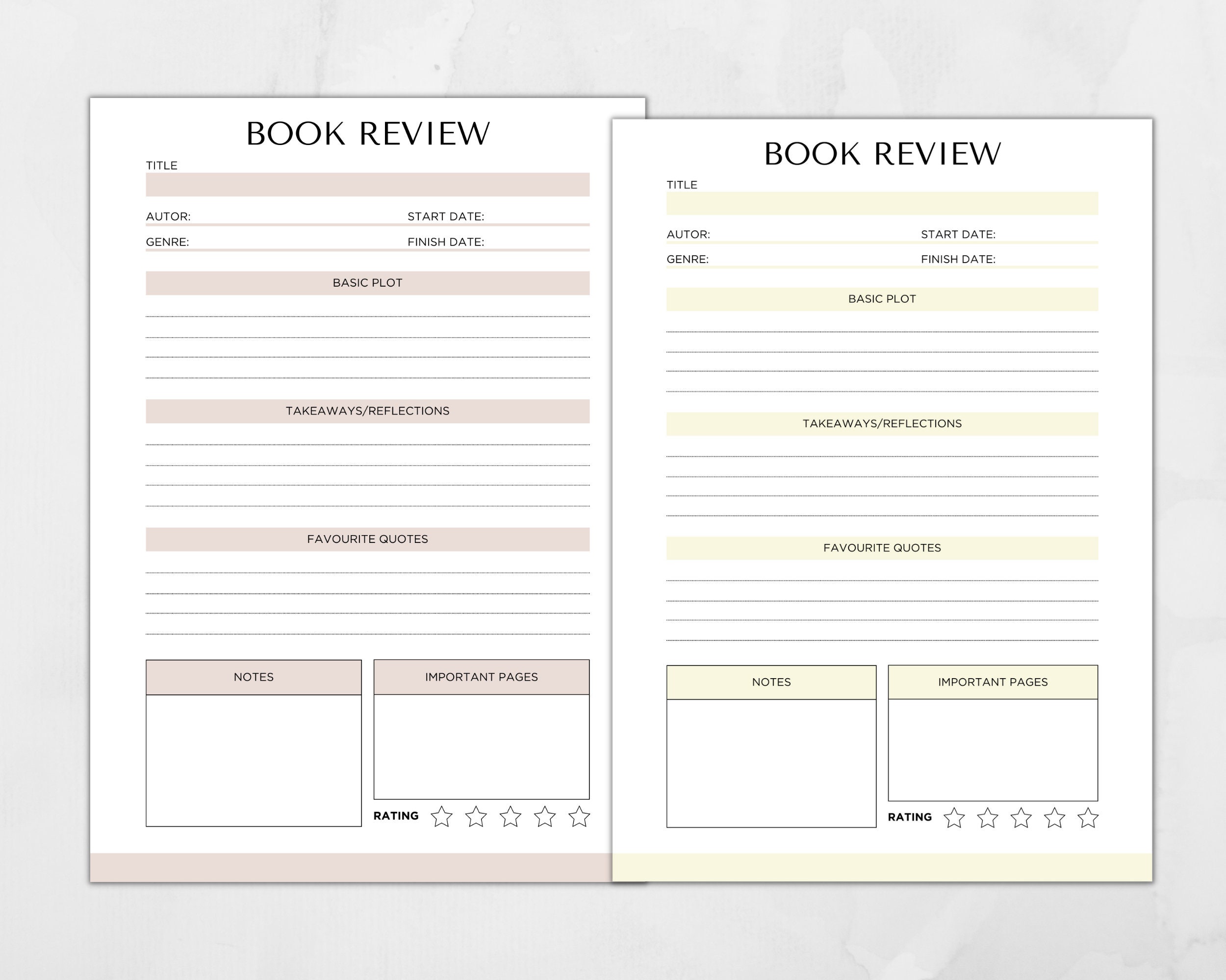 Printable Book Review Template, Simple Book Review Editable, Book ...