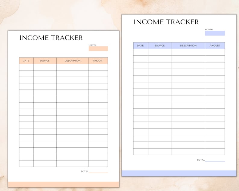 Income Tracker Printable, Editable Monthly Income, Tracker Income and ...