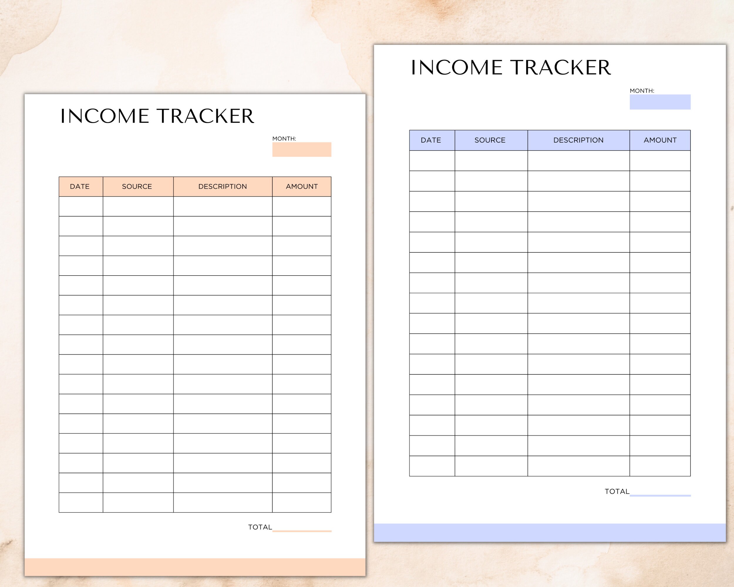 Income Tracker Printable, Editable Monthly Income, Tracker Income and ...