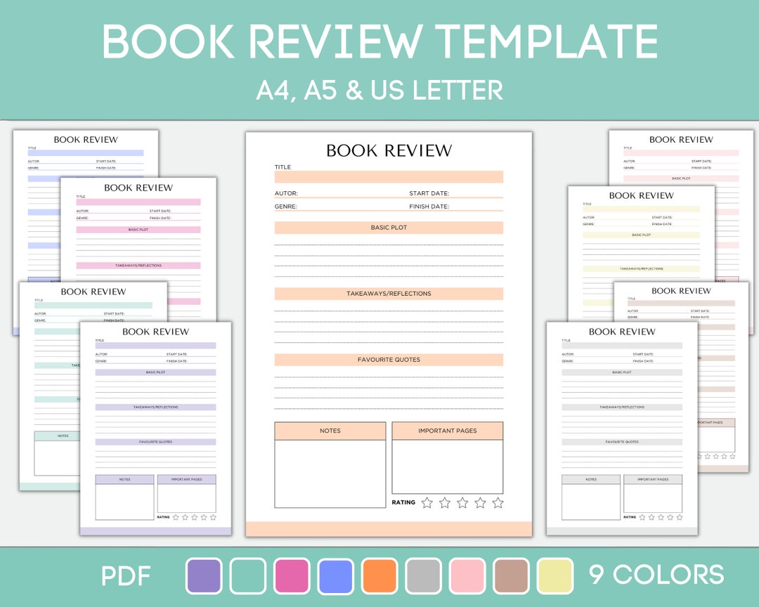 Printable Book Review Template, Simple Book Review Editable, Book ...
