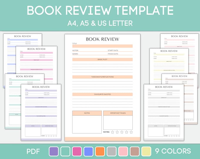 Book Review Templates | Printable Book Review PDF | Bookstagram ...