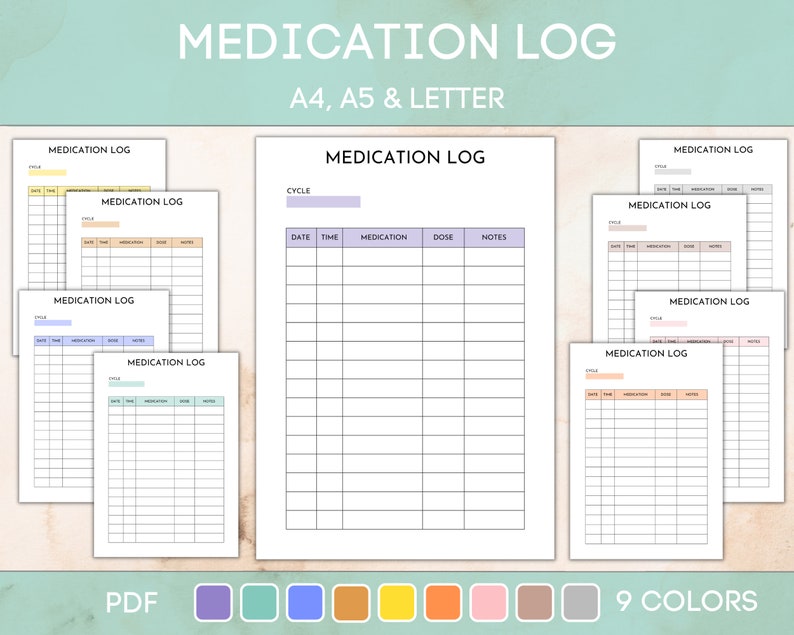 Editable and Printable Medication Log, Medicine Taker Tracker ...