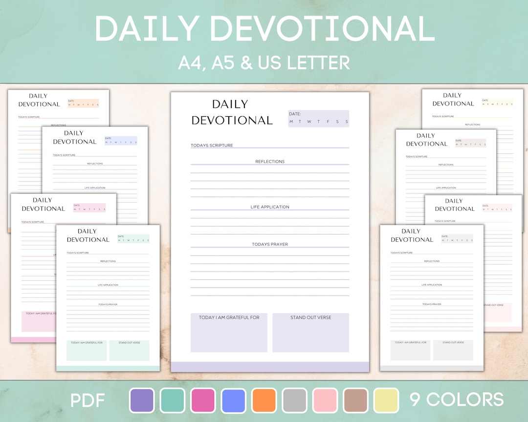 Daily Devotional, Editable Printable Bible Scripture Study, Template ...