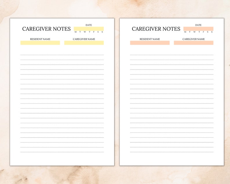 Editable and Printable Caregiver Notes, Caregiver Sheet, Notes for ...