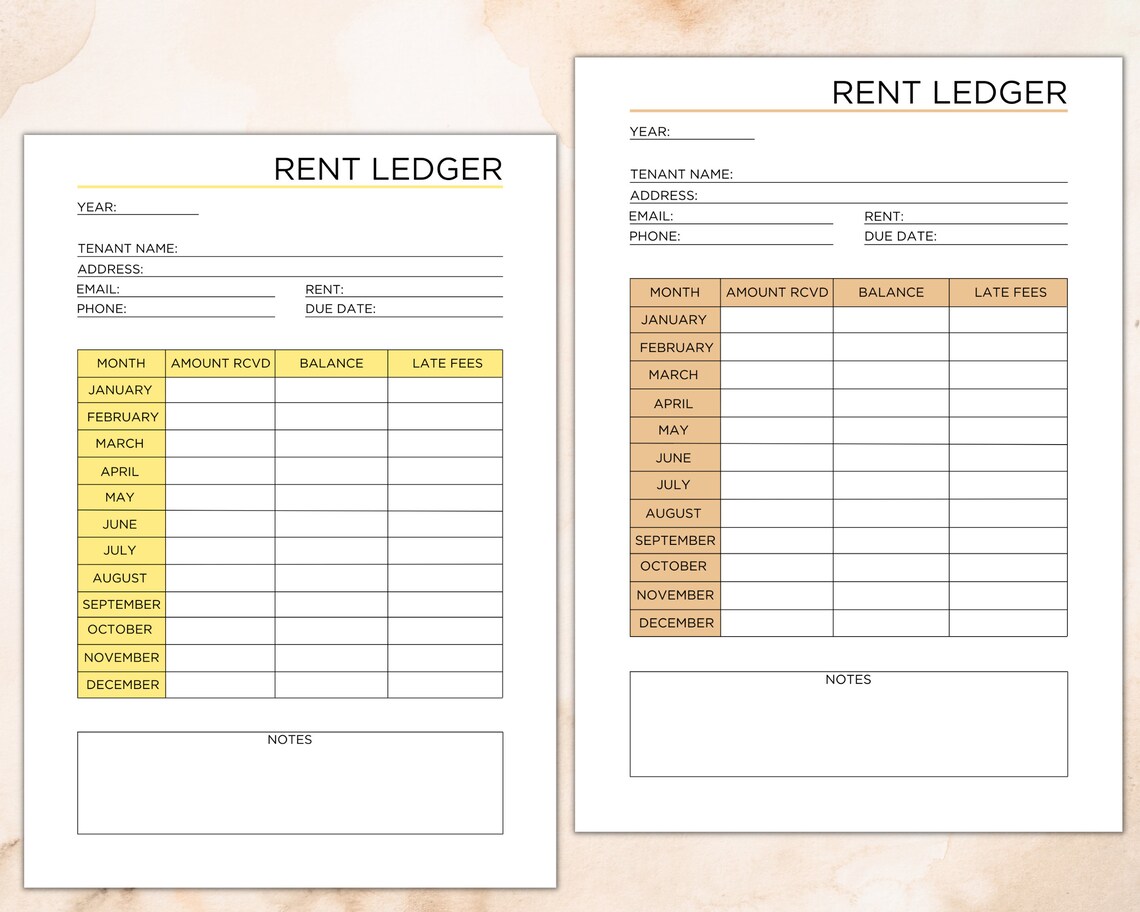 Rent Payment Ledger Printable, Tenant Log, Tenant Payment Tracker ...
