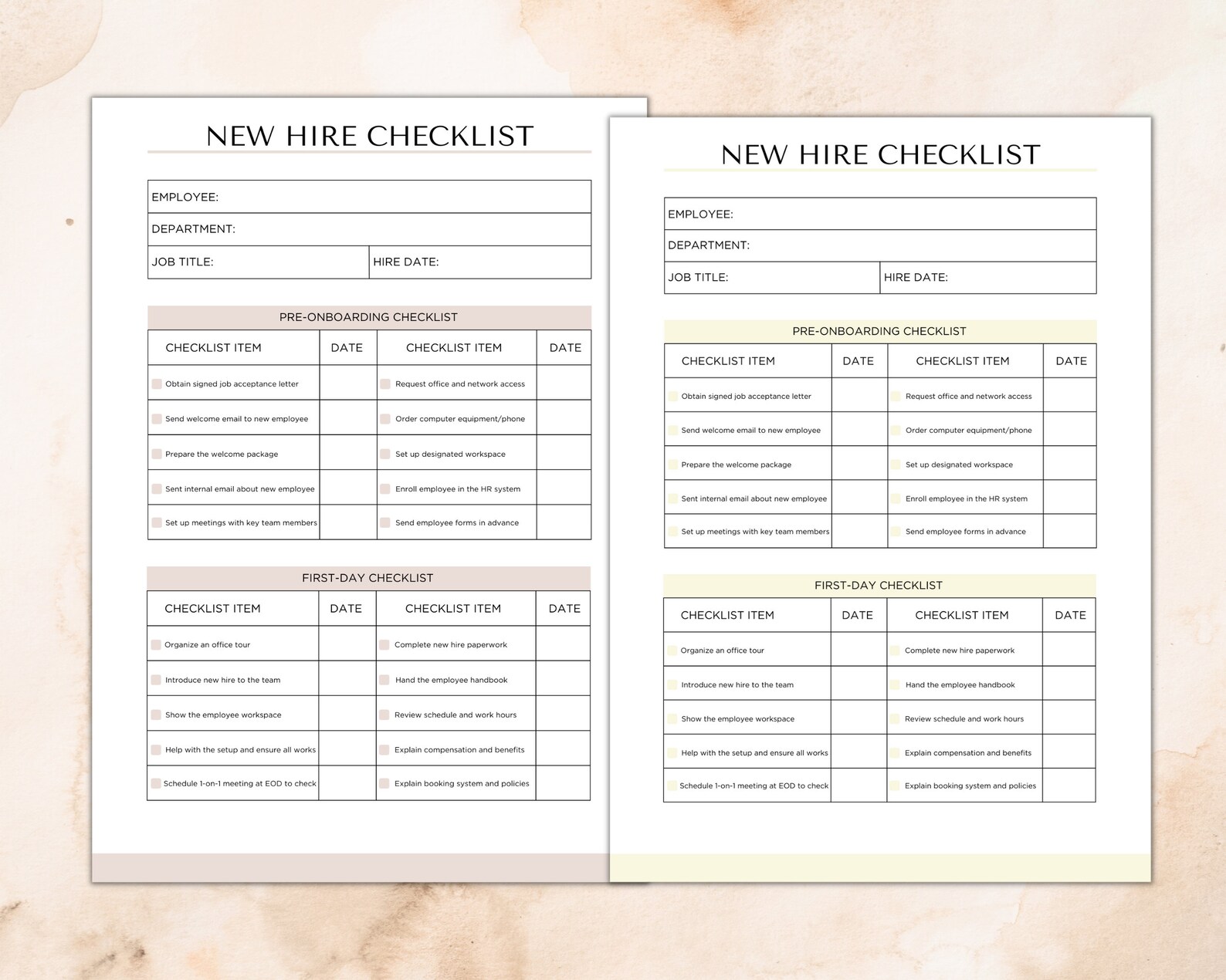 New Hire Checklist Printable, Editable Employee Onboarding Template, HR ...