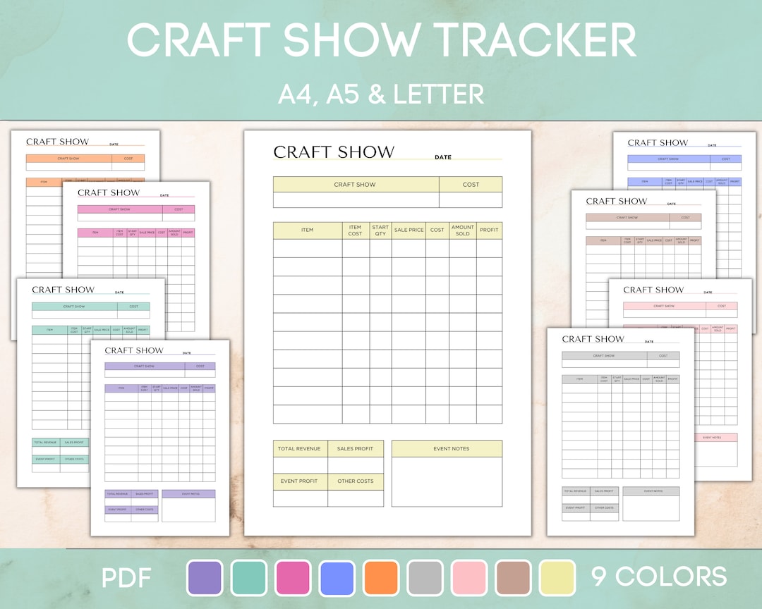 Editable and Printable Craft Show Tracker, Craft Fair Log, Market Stall ...
