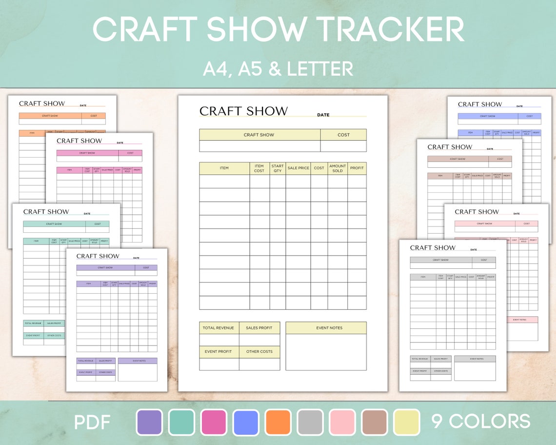 Editable and Printable Craft Show Tracker, Craft Fair Log, Market Stall ...