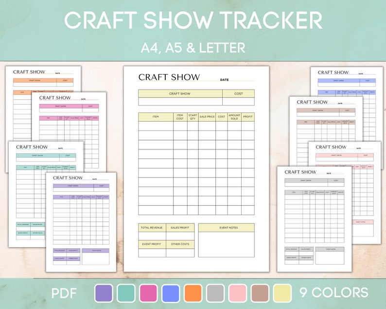 Editable and Printable Craft Show Tracker, Craft Fair Log, Market Stall ...