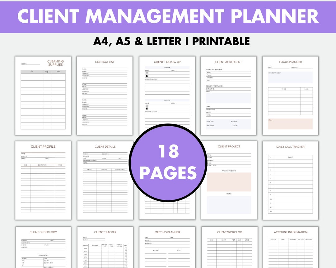 Client Management Business Planner, Client Tracker, Client Management ...