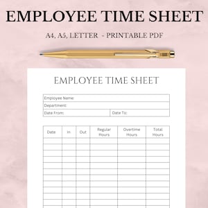 Employee Time Sheet Editable and Printable, Work Schedule Log ...