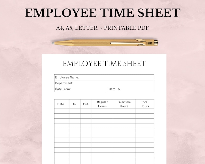 Employee Time Sheet Editable and Printable, Work Schedule Log ...