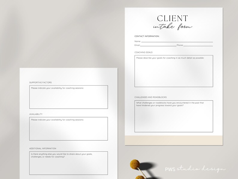 Coaching Client Intake Form Onboarding Life Coach Template Intake ...