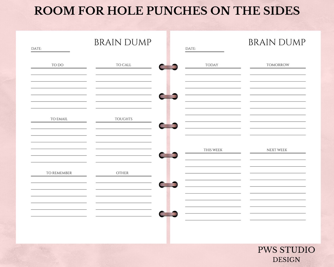 Brain Dump Small Bundle Printable and Editable, Instant Download ...