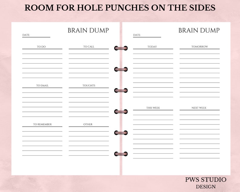 Brain Dump Small Bundle Printable and Editable, Instant Download ...