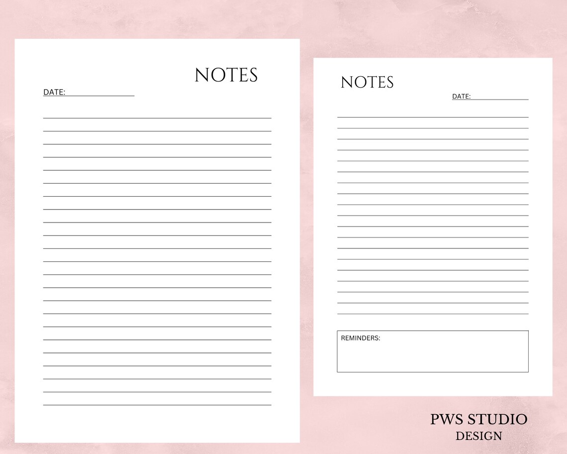Notes Page Printable Lined Notes Template Note Taking - Etsy