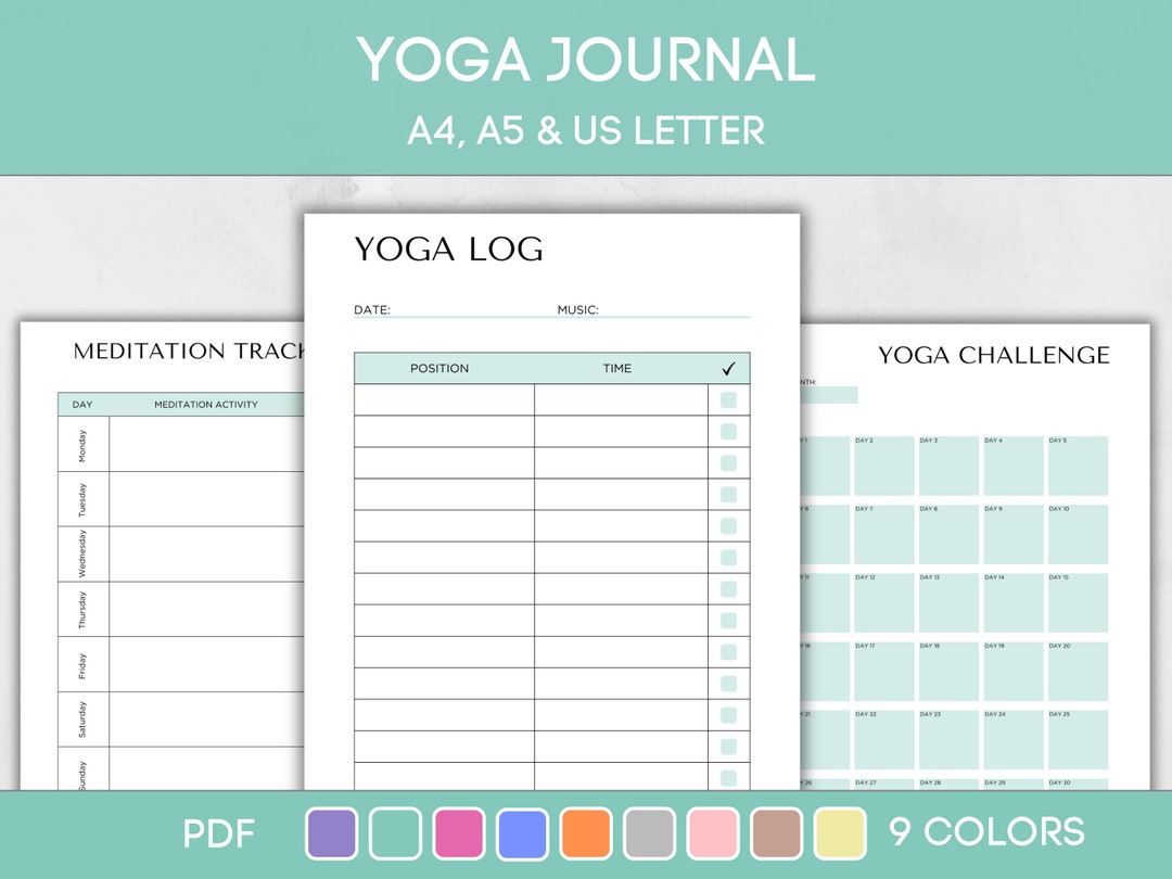 Printable Yoga Journal, Editable Yoga Log, Fitness Planner, Wellness ...