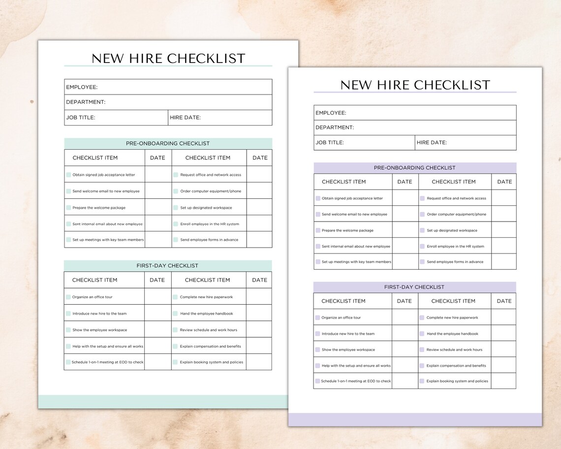 New Hire Checklist Printable, Editable Employee Onboarding Template, HR ...