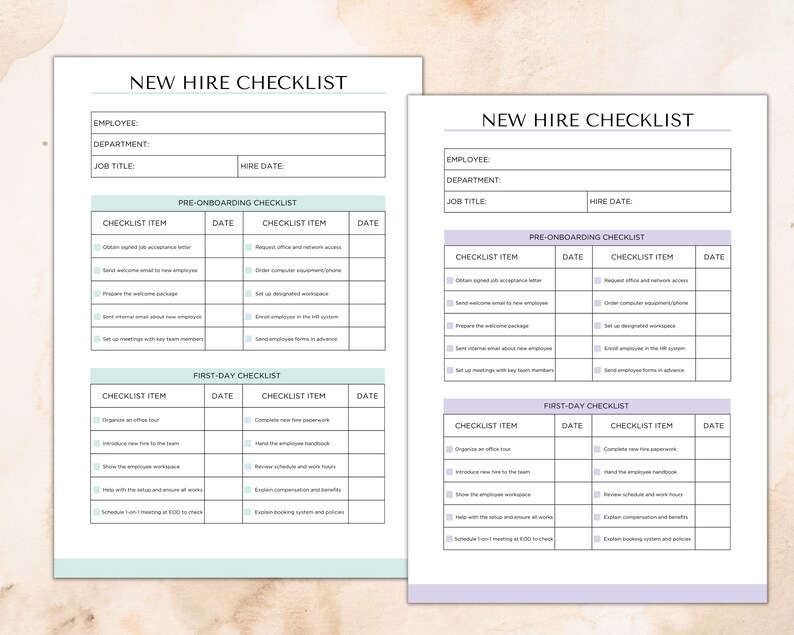 New Hire Checklist Printable, Editable Employee Onboarding Template, HR ...