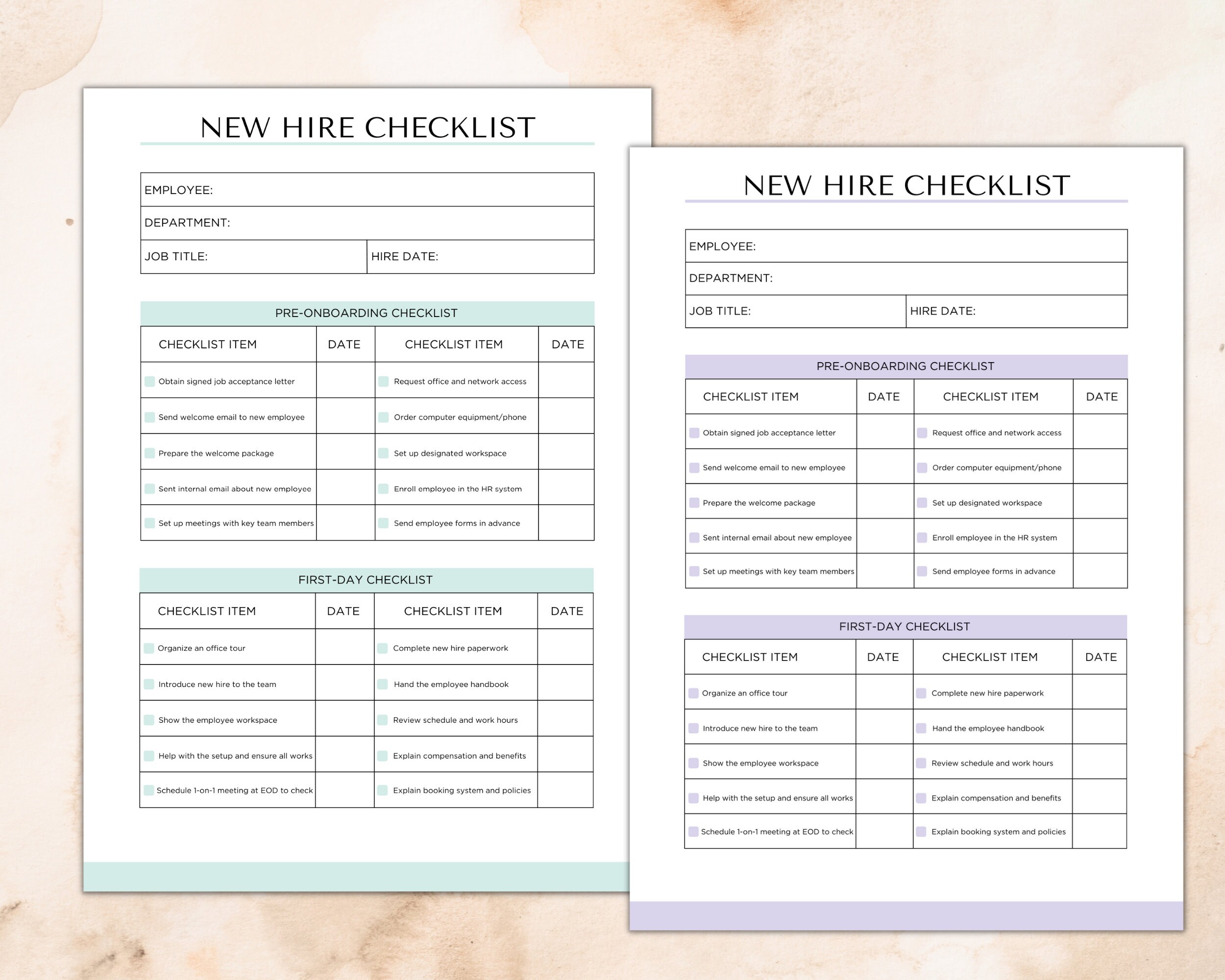 New Hire Checklist Printable, Editable Employee Onboarding Template, HR ...