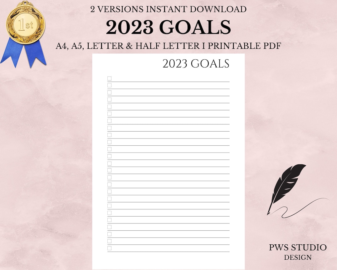 2023 Goals Printable Sheet, Goals Checkbox Sheet , Goals Planner, Goals ...