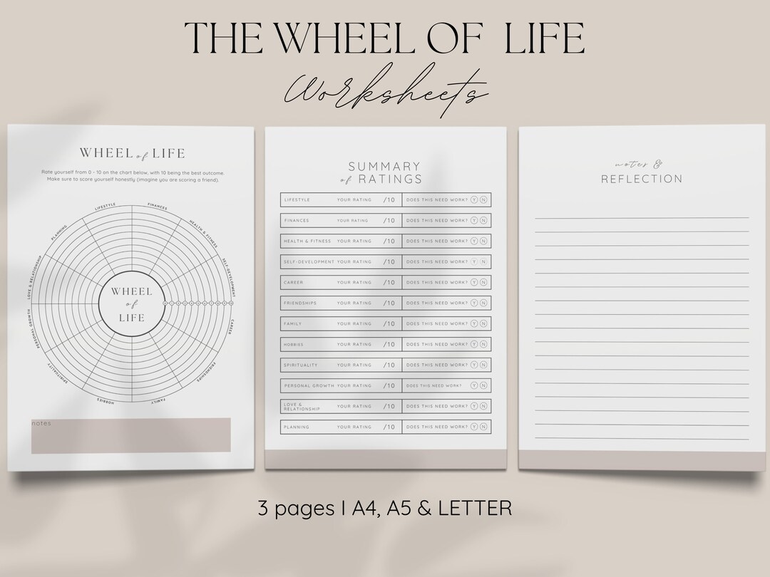 Wheel of Life Worksheets Printable Wheel of Life Kit Editable Goals ...