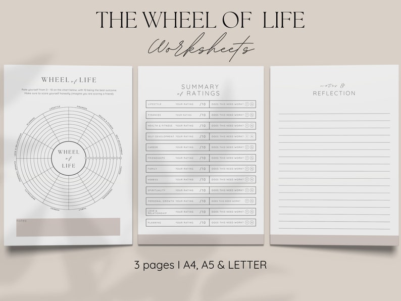 Wheel of Life Worksheets Printable Wheel of Life Kit Editable Goals ...