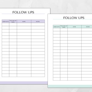 Printable Follow up Tracker, Editable Customer Tracker, Small Business ...