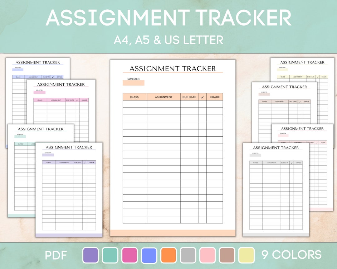 Assignment Tracker Printable, Editable Assignment List, Homework ...