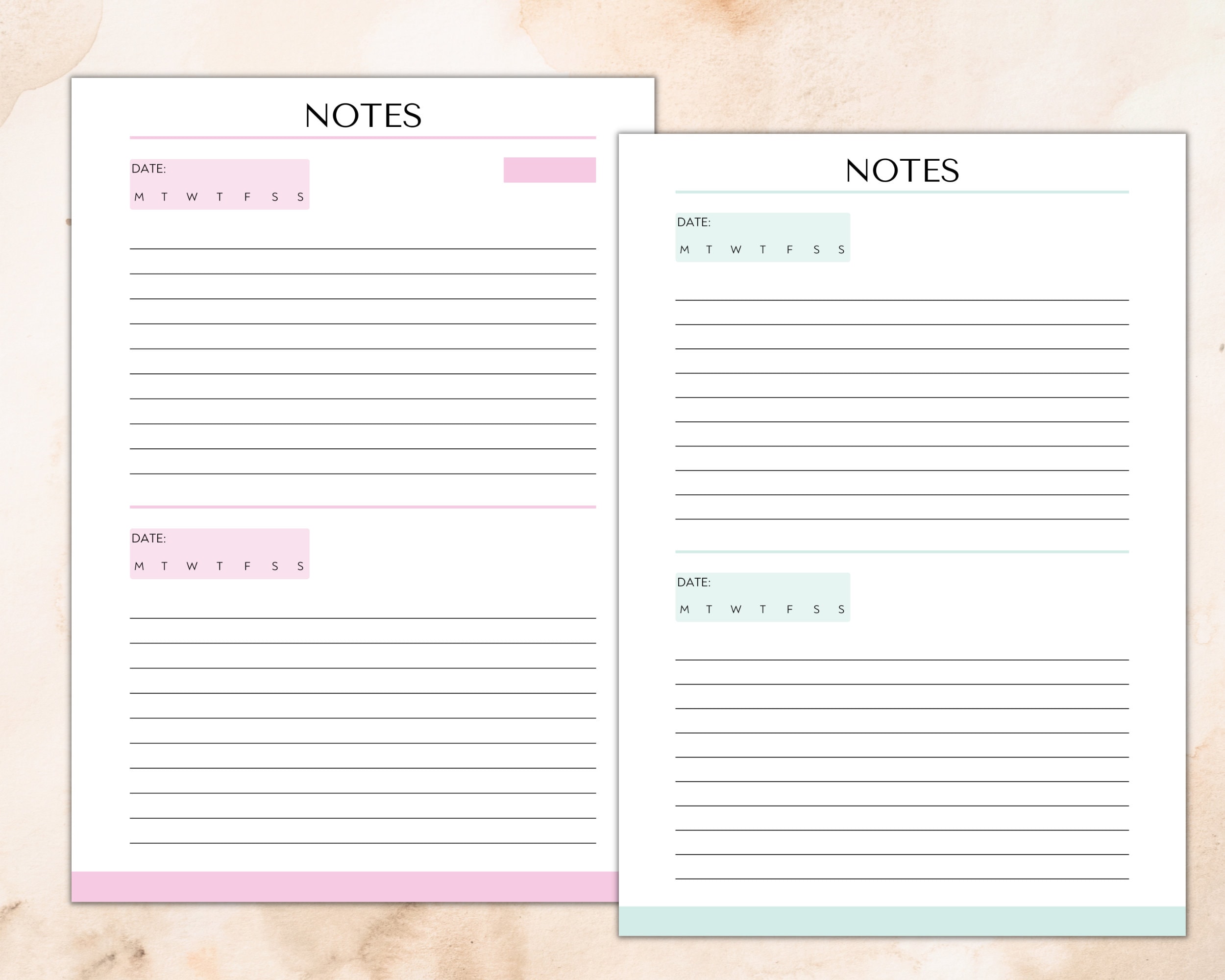 Lined Notes Pages, Half Page Lined Notes, Lined Pintable Sheet, Planner ...