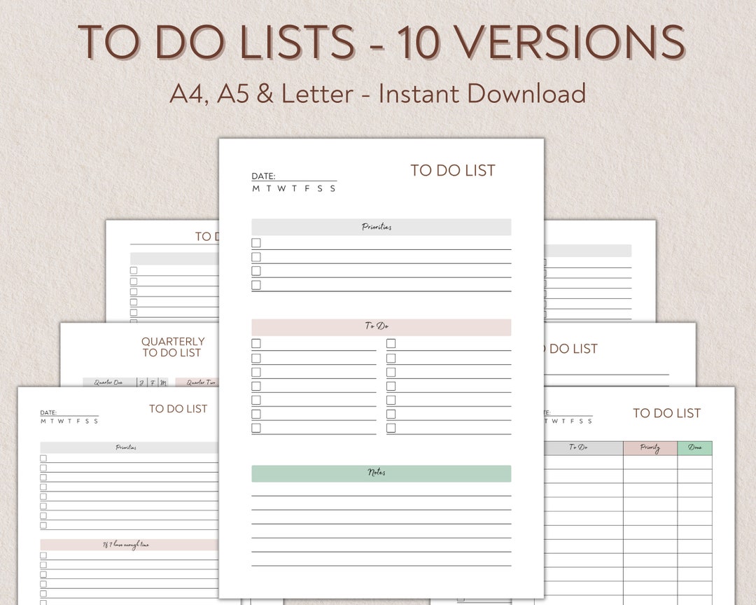 To Do Lists, Task Sheet, Printable & Editable Templates PDF, A4 A5 ...