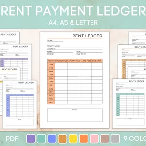 Printable Rent Payment Ledger, Printable Rent Payment Log, Rental ...