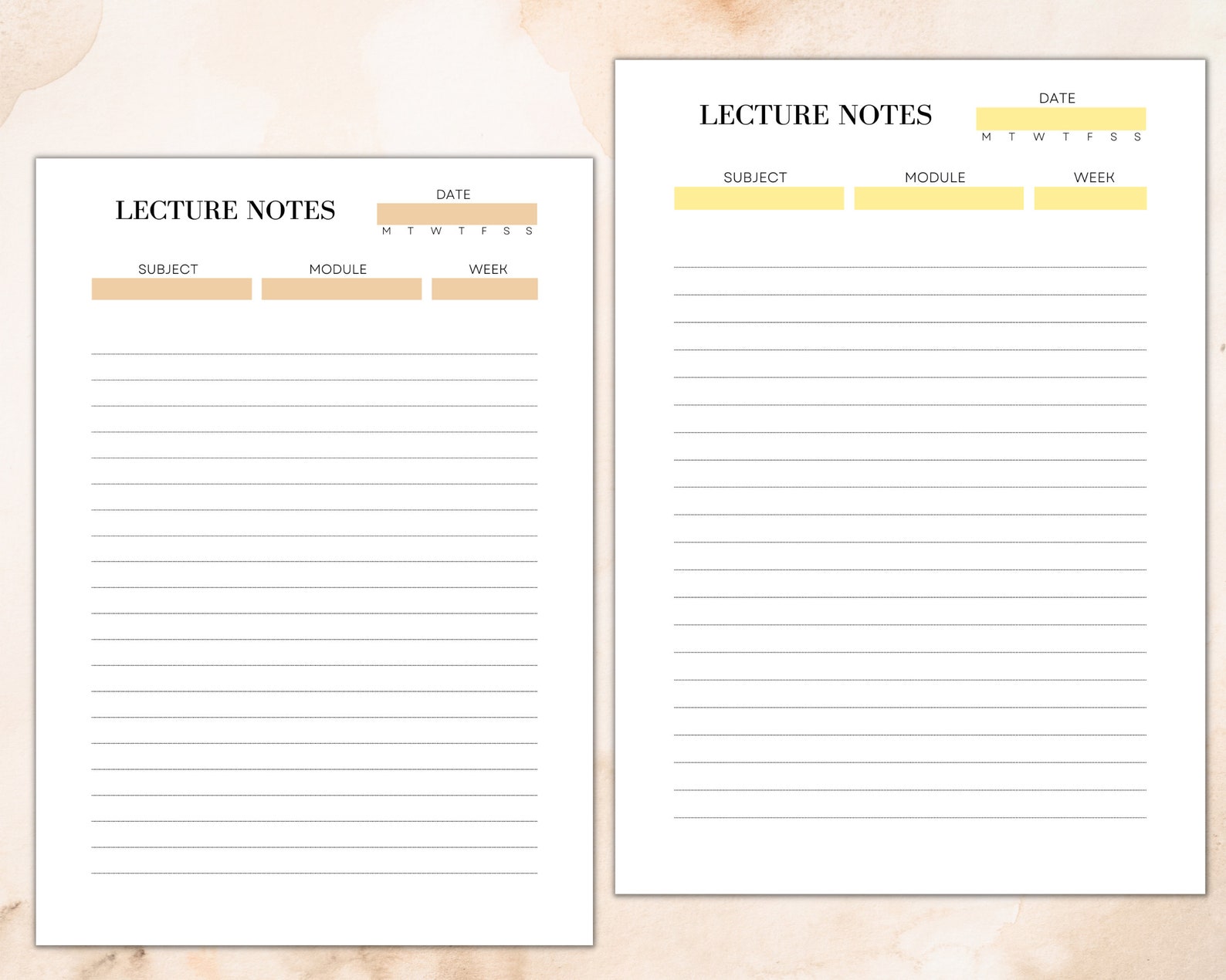 Editable and Printable Lecture Notes, Lecture Note Templates, Student ...