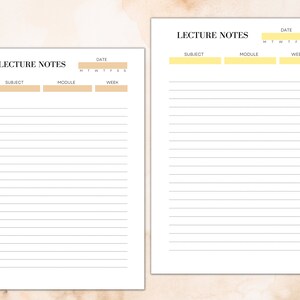 Editable and Printable Lecture Notes, Lecture Note Templates, Student ...