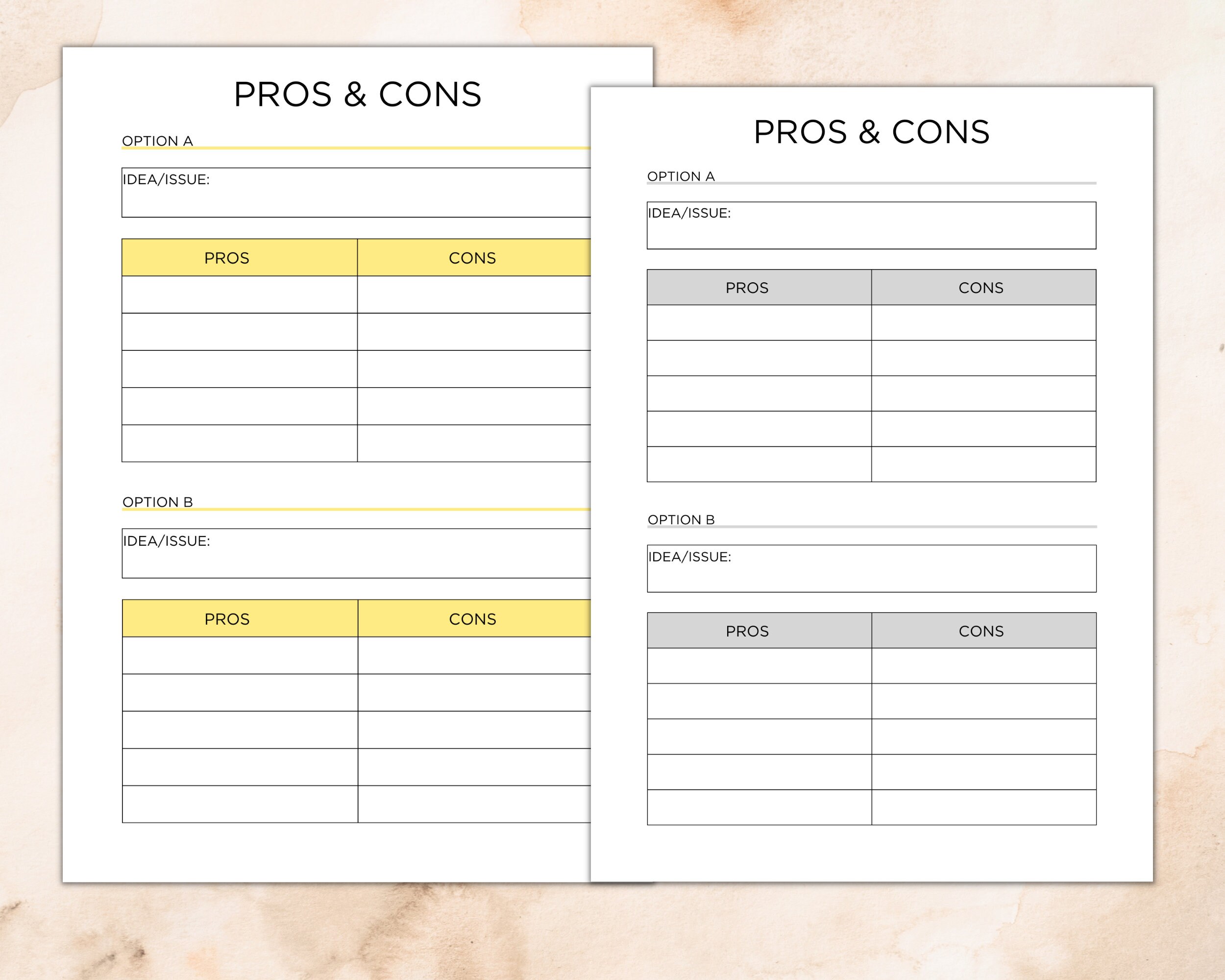 Printable and Editable Pros and Cons List, Make a Decision Aid Sheet ...