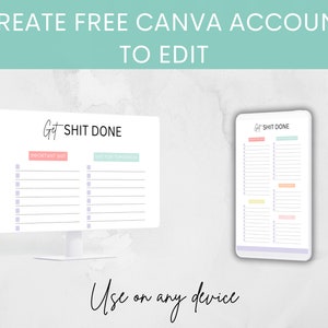 Sweary to Do List Editable and Printable, Shit to Do Template, Daily ...