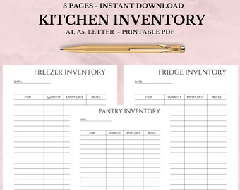 Kitchen Inventory Printable, Fridge, Freezer and Pantry Inventory ...
