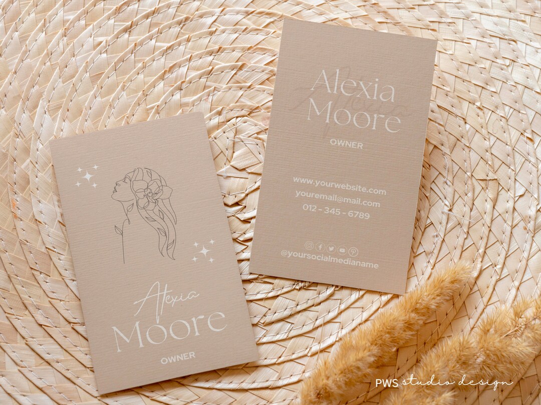 Editable Boho Business Card Template DIY Business Card Design Custom ...