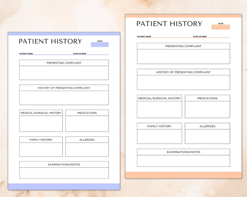 Editable and Printable Nursing Patient History, Nursing Patient History ...