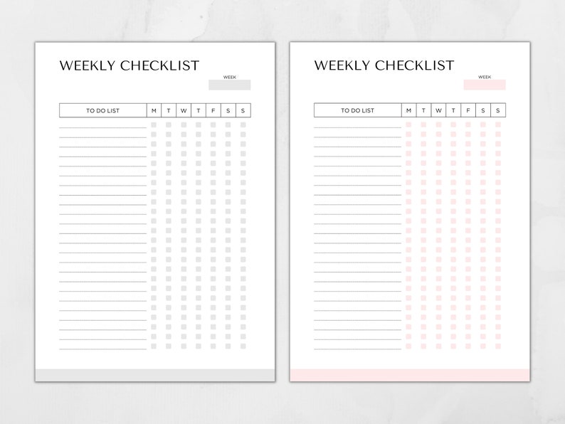 Printable Weekly Checklist, Editable to Do List, Weekly Checklist ...