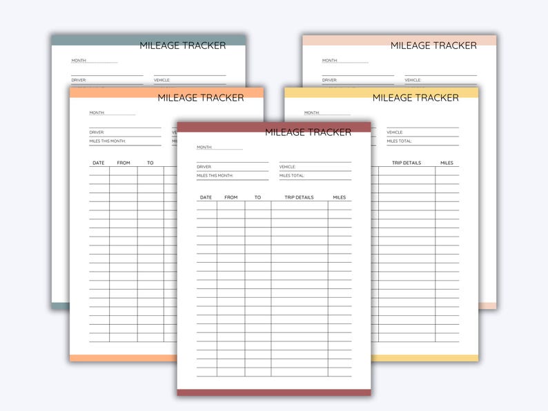 Mileage Tracker Printable Template, Business Mileage Log, Monthly ...