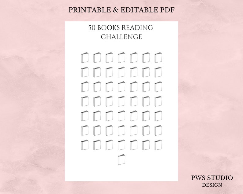 Printable Reading Challenge, 10 25 50 100 Books Challenge, Reading ...