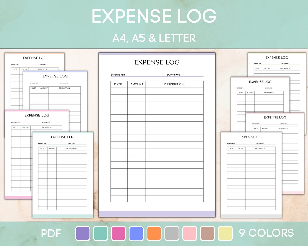 Expense Log Printable and Editable, Fillable Expense Sheet, Spending ...