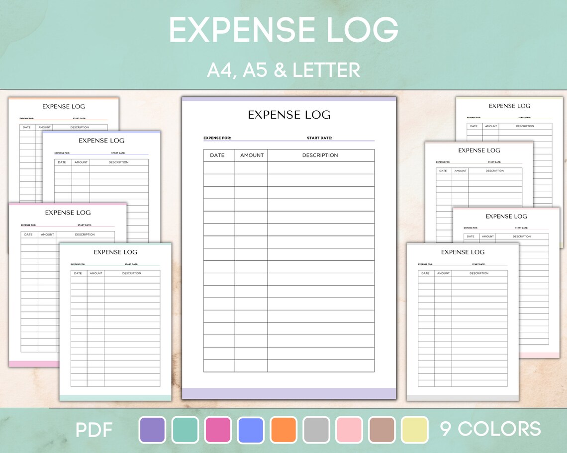 Expense Log Printable and Editable, Fillable Expense Sheet, Spending ...