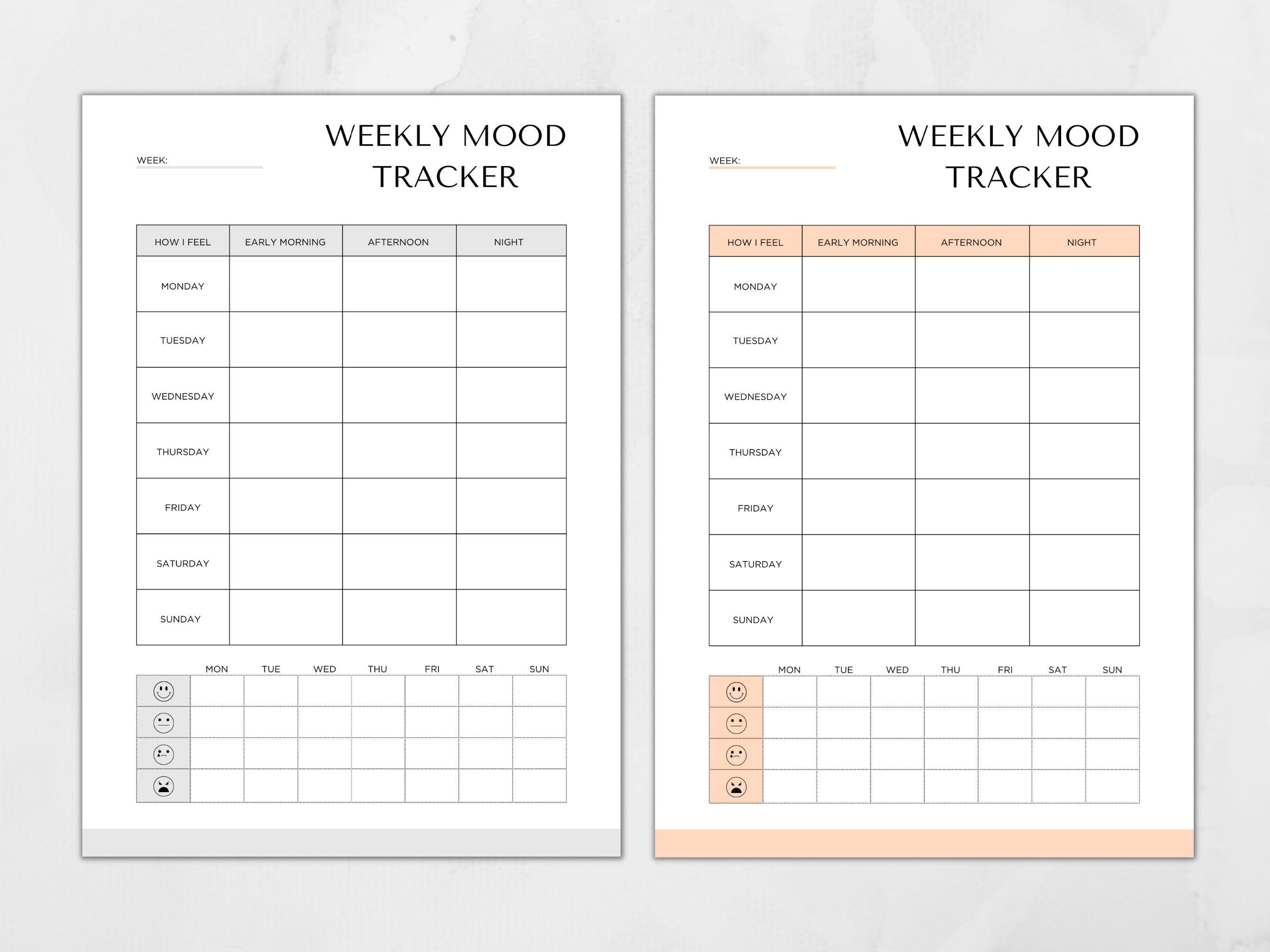 Printable Weekly Mood Tracker Printable Mood Track Emotion - Etsy Singapore